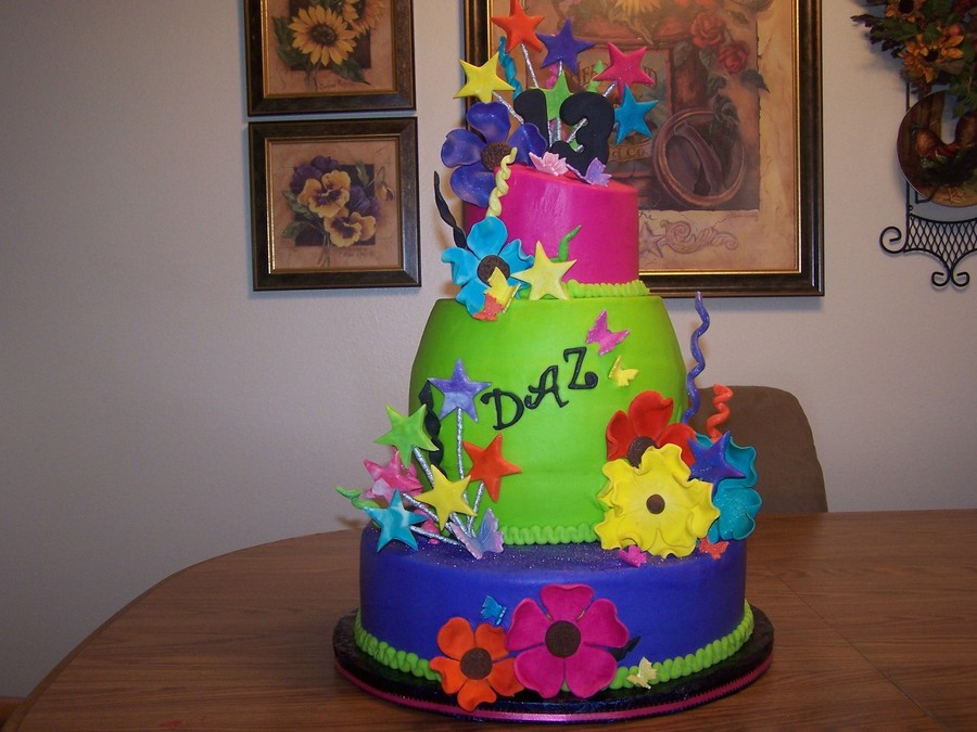 Funky Birthday Cake - CakeCentral.com