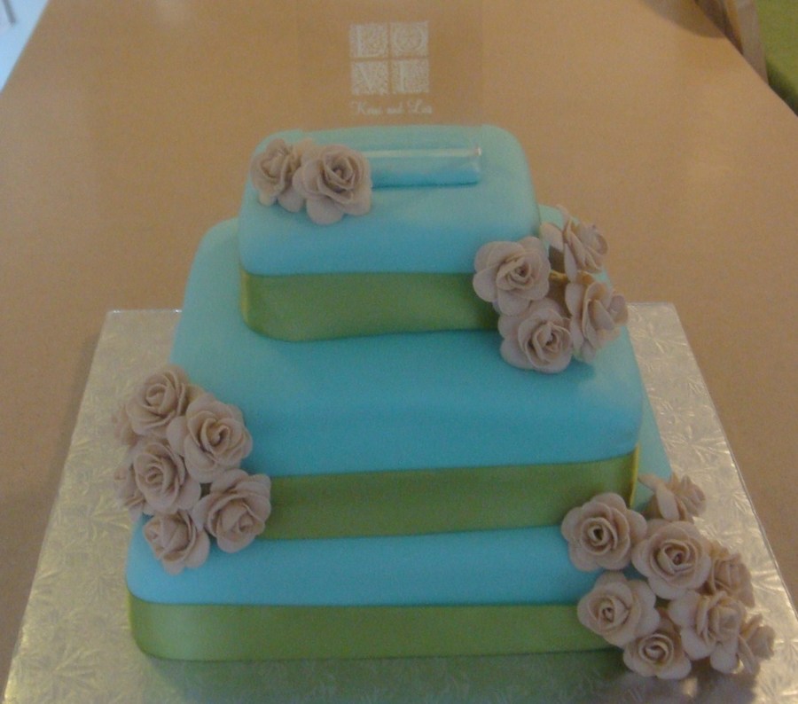 Blue And Green Wedding Cake! - CakeCentral.com