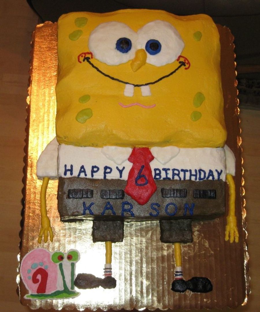 Sponge Bob And Gary For My Nephews 6Th Birthday - CakeCentral.com