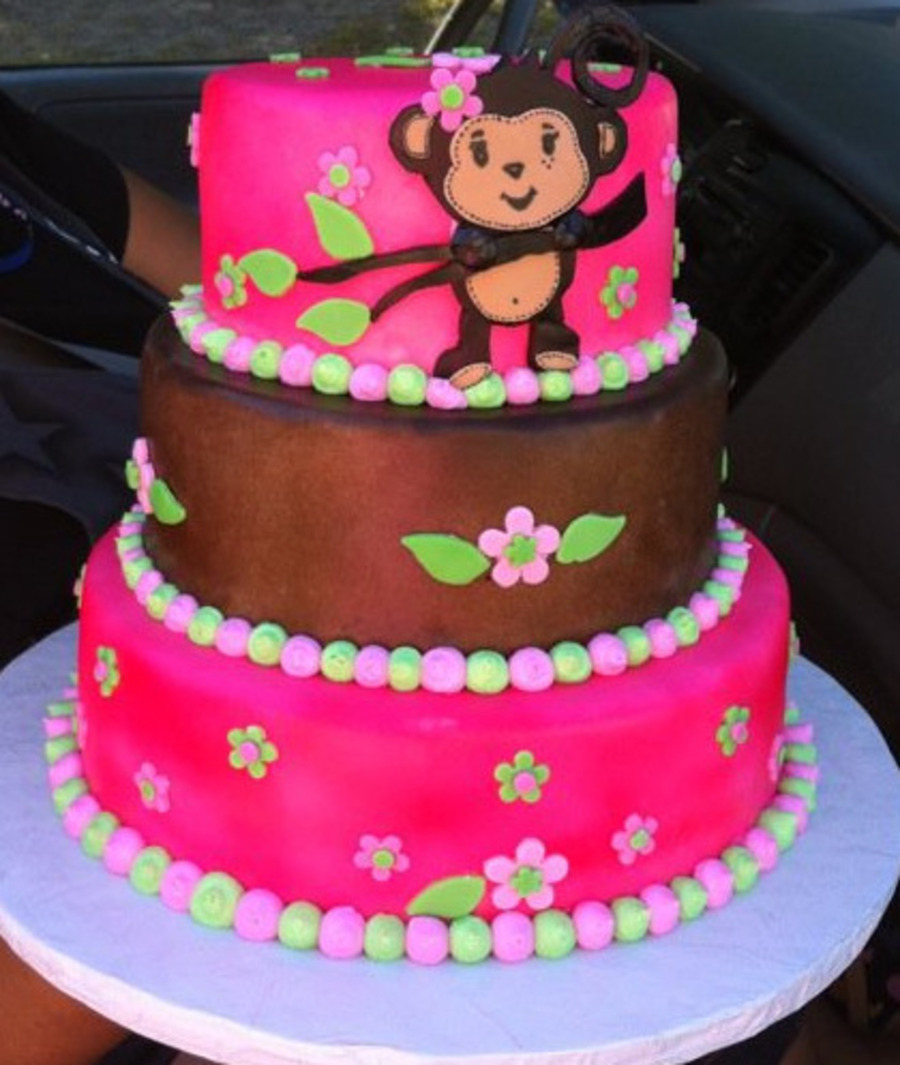 Monkey Girl Baby Shower Cake - CakeCentral.com