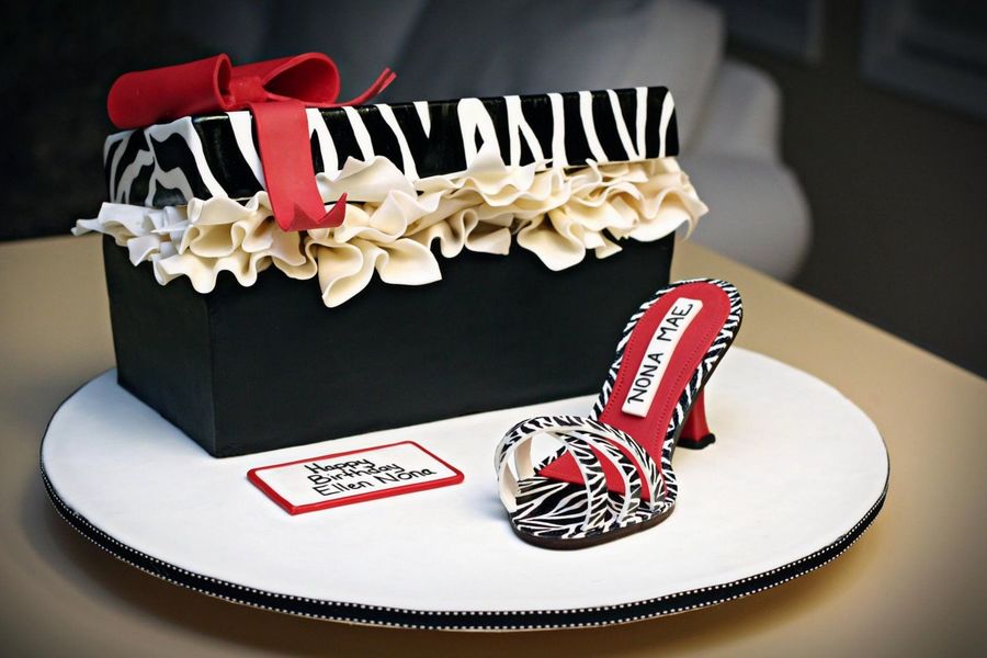 Zebra Shoe And Shoebox - CakeCentral.com
