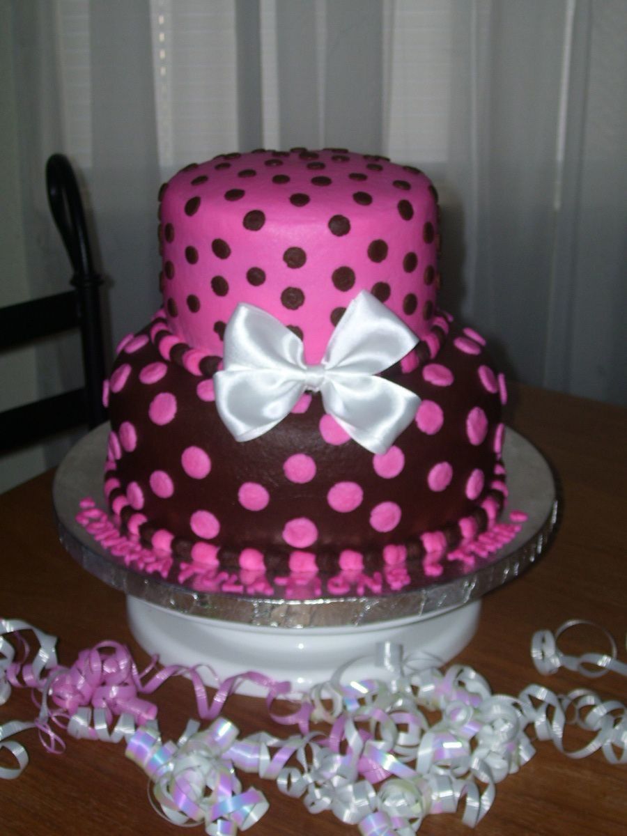 Pink Polka Dot Cake - CakeCentral.com