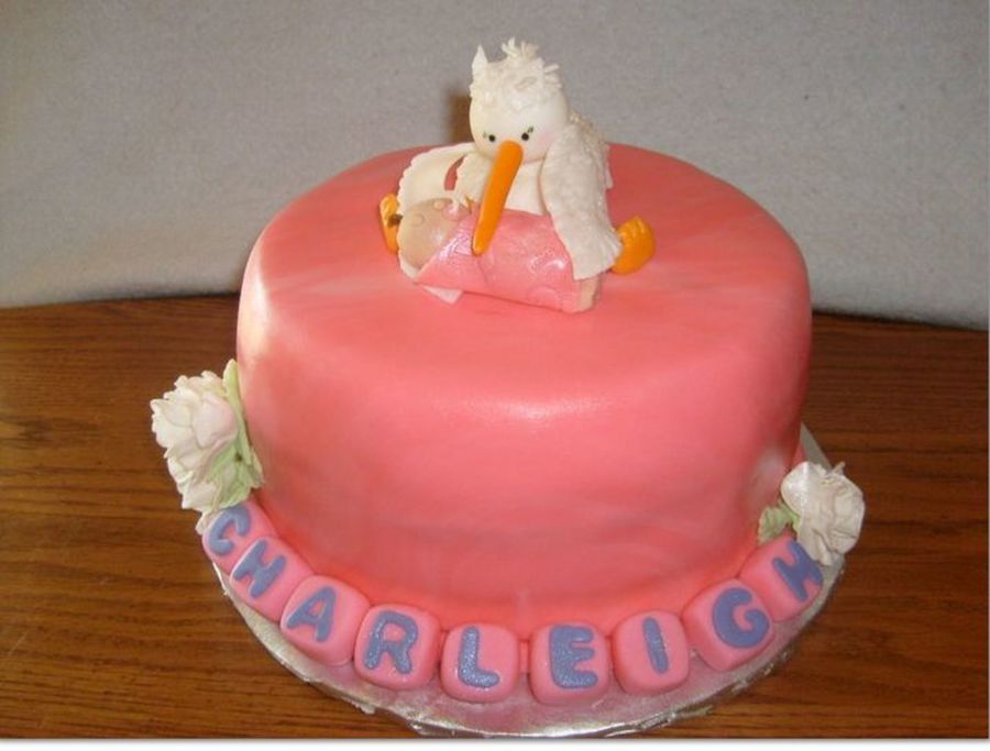 Stork With A Pink Bundle - CakeCentral.com