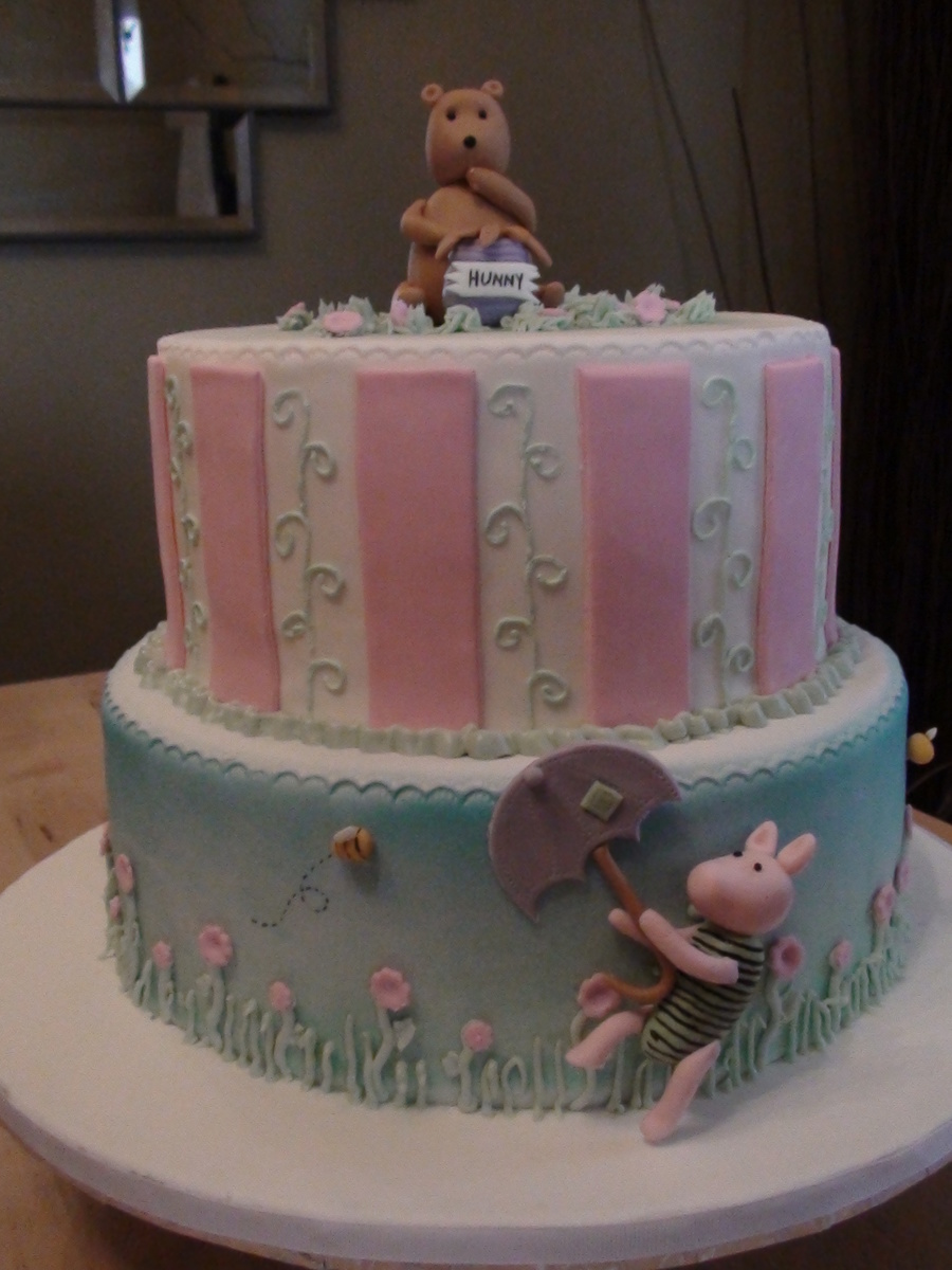 Classic Pooh Baby Shower Cake - CakeCentral.com