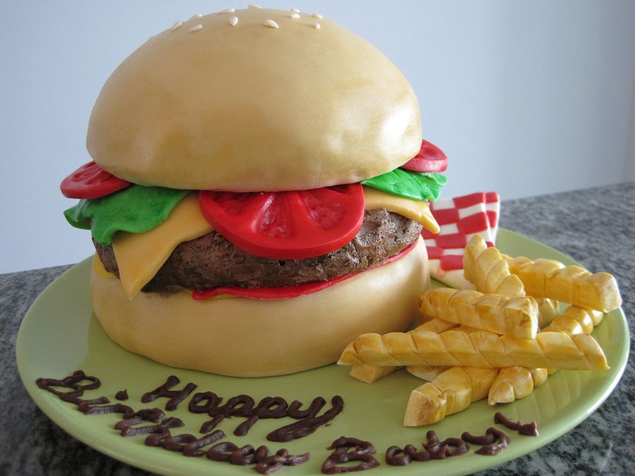Cheeseburger Birthday Cake - CakeCentral.com