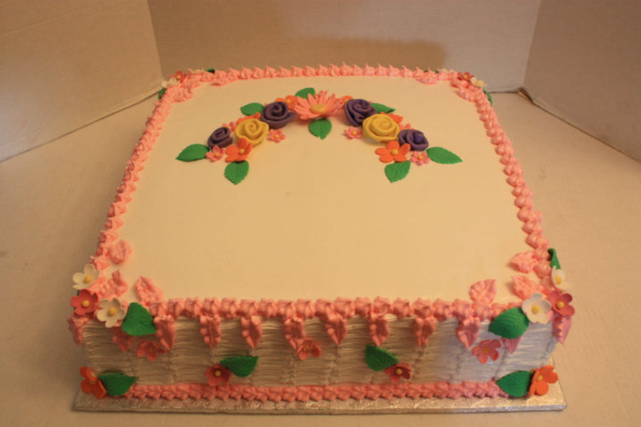 Simple Sheet Cake With Flowers - CakeCentral.com