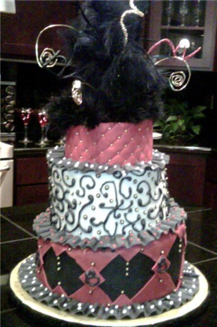 Moulin Rouge Topsy-Turvy Birthday Cake - CakeCentral.com
