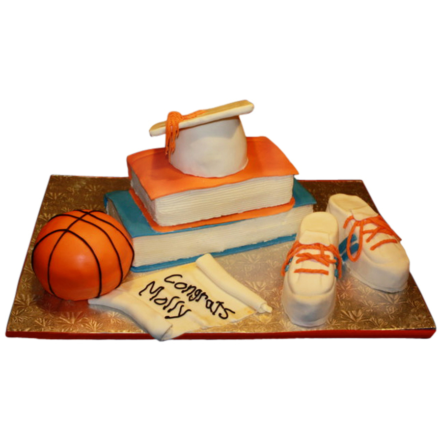 Graduation / Basketball / Track Shoes Cake - CakeCentral.com