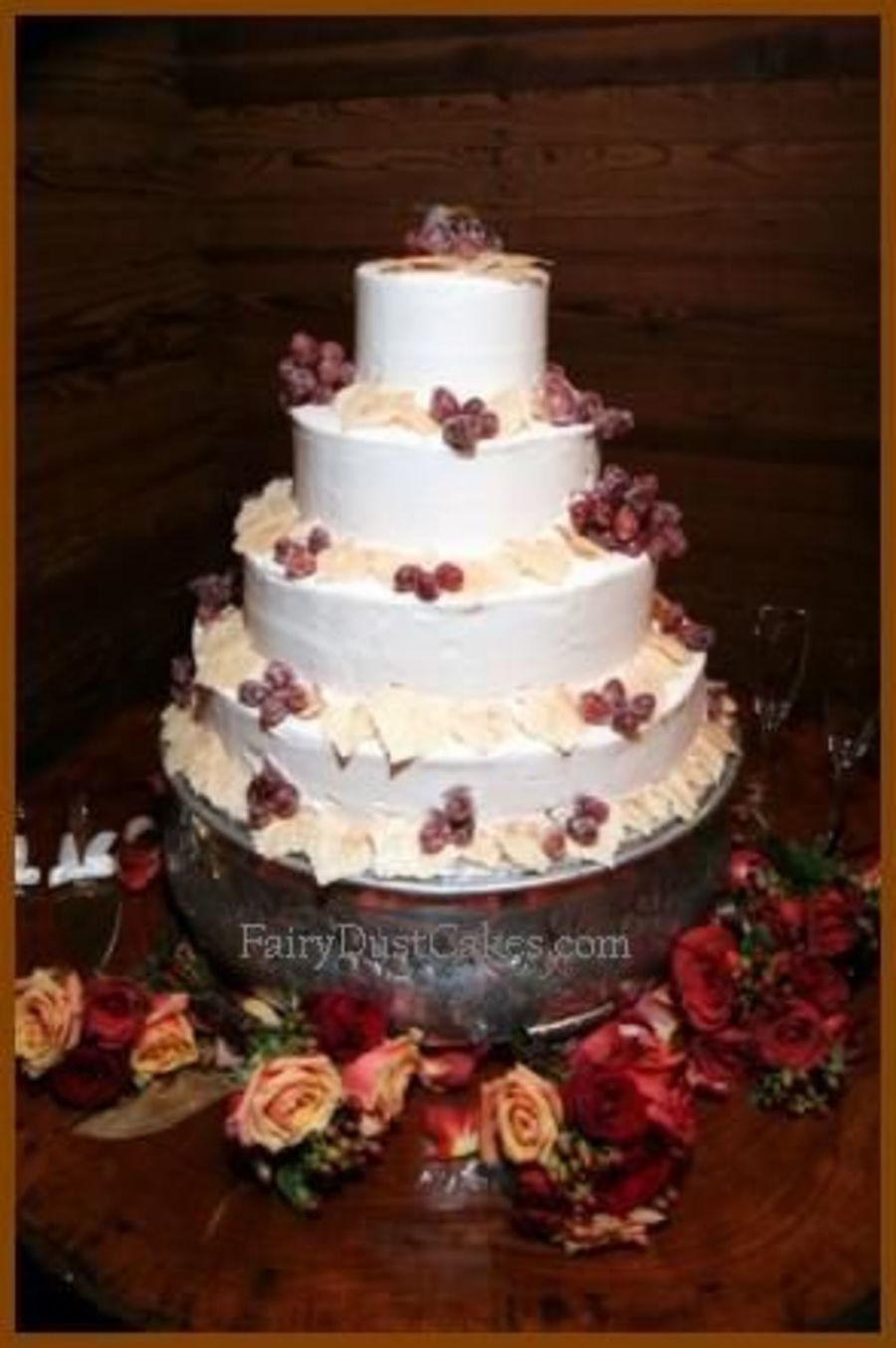 White Chocolate Grape Leaves And Sugared Grapes - Tuscan Theme - CakeCentral.com