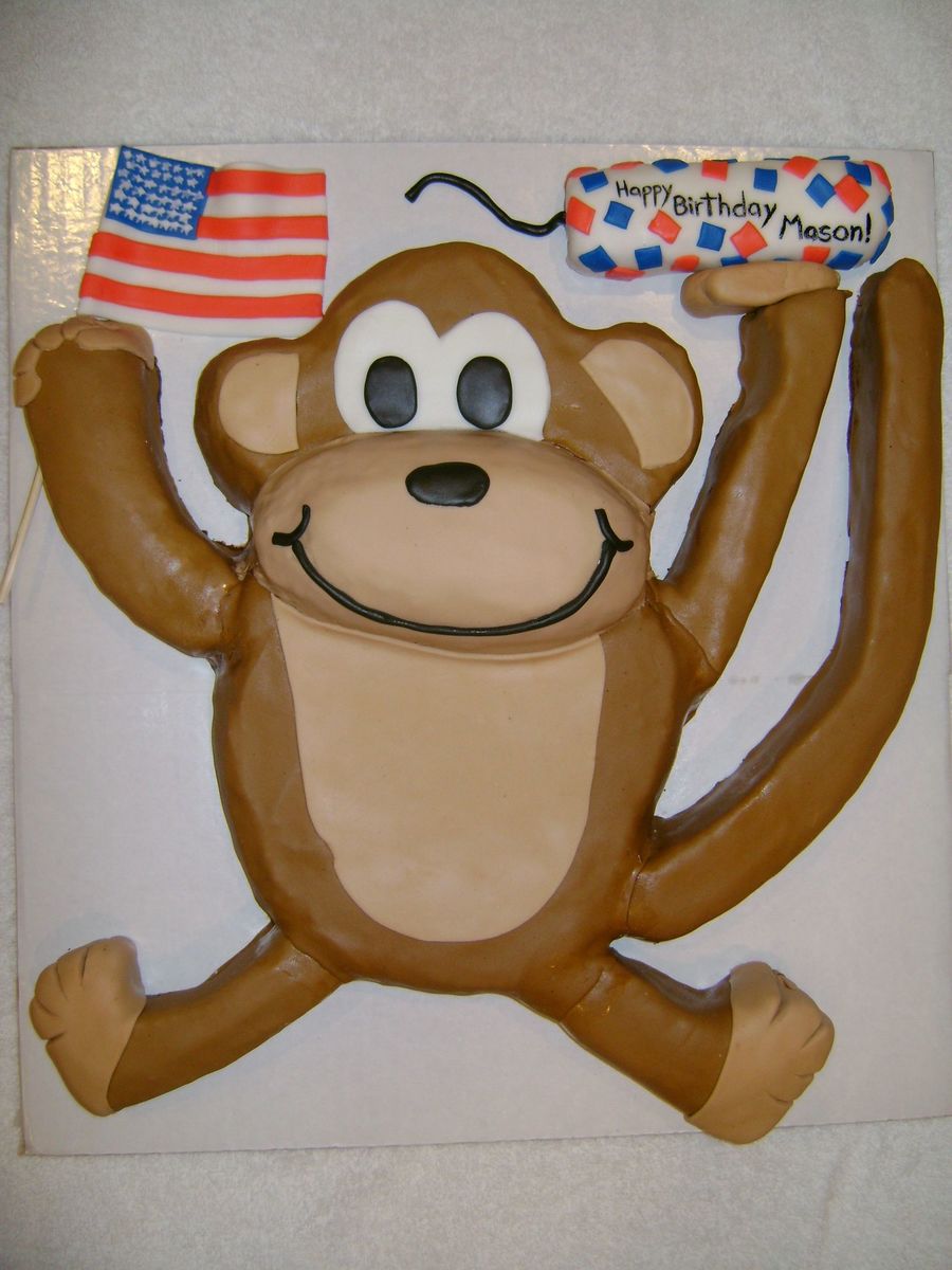 Monkey Patriotic Birthday Cake - CakeCentral.com