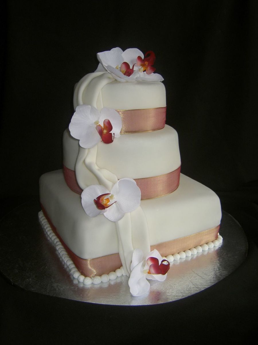 Orchid Drape Wedding Cake - CakeCentral.com