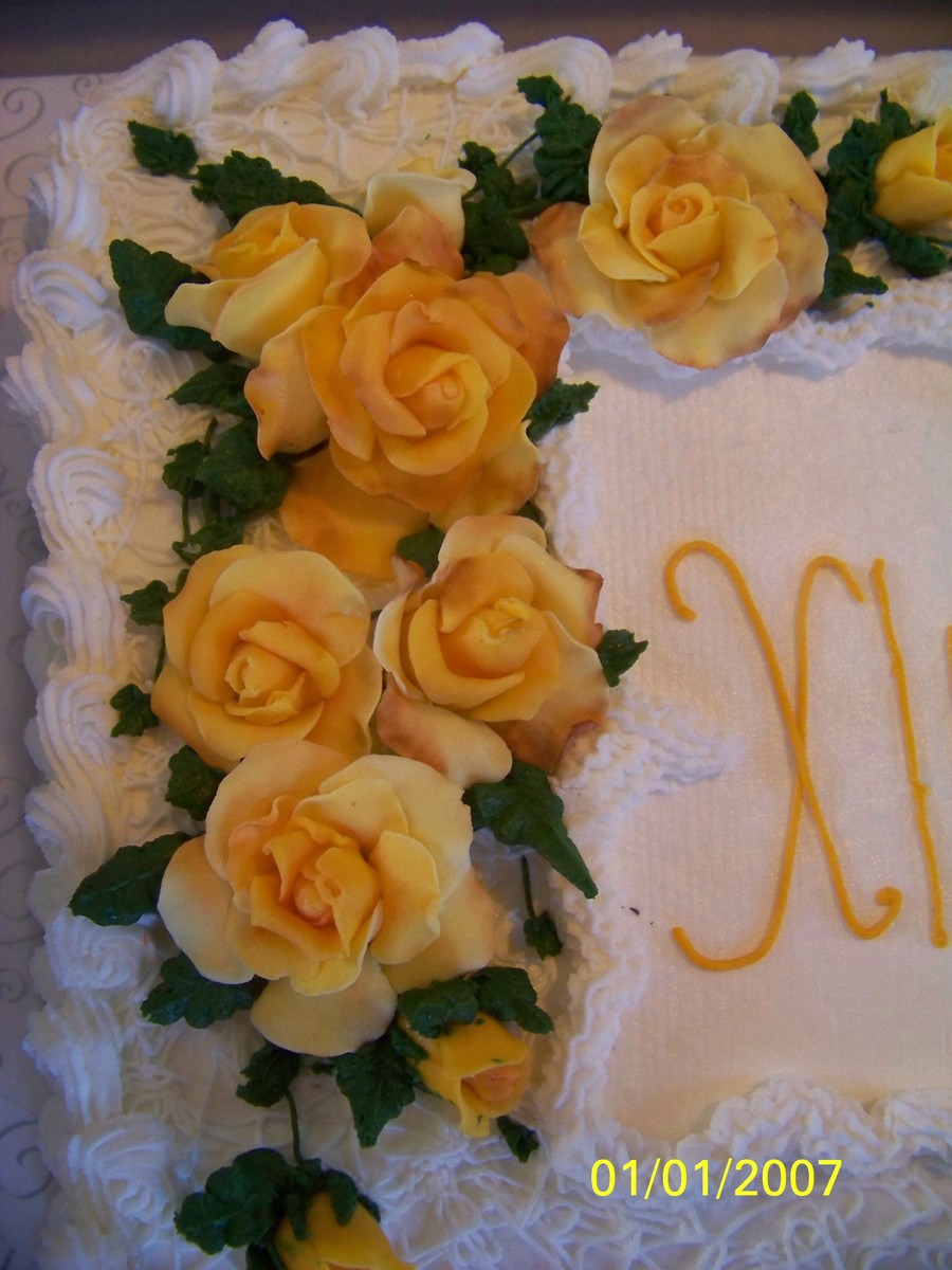 Yellow Rose Sheet Cake - CakeCentral.com