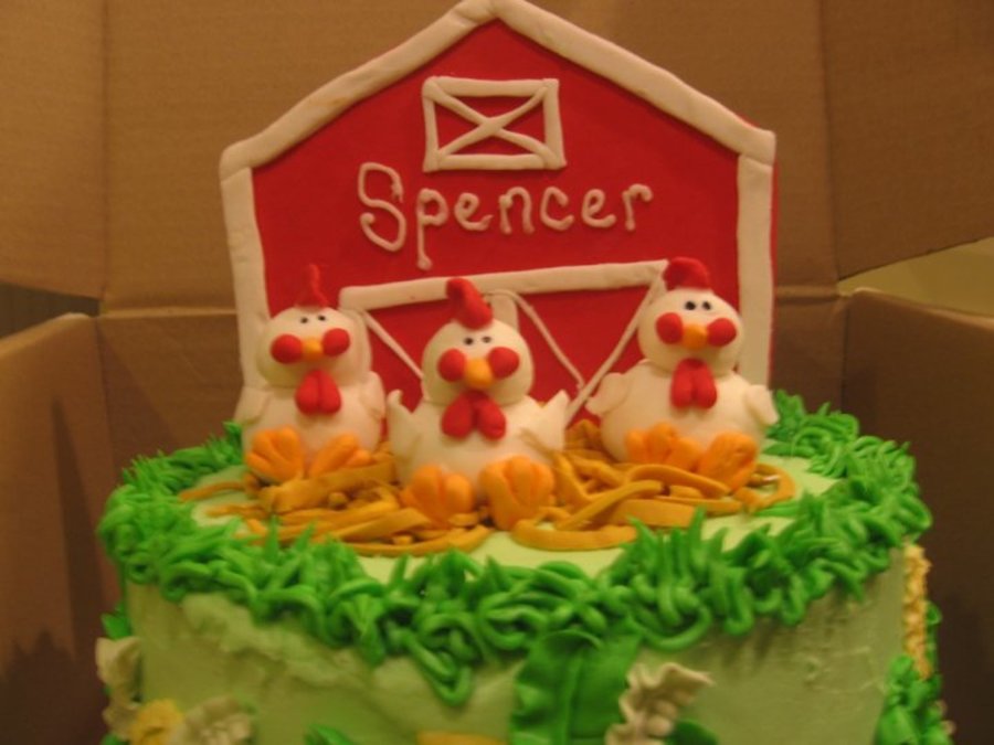 Barn Scene Cake For A Lover Of Chickens! - CakeCentral.com