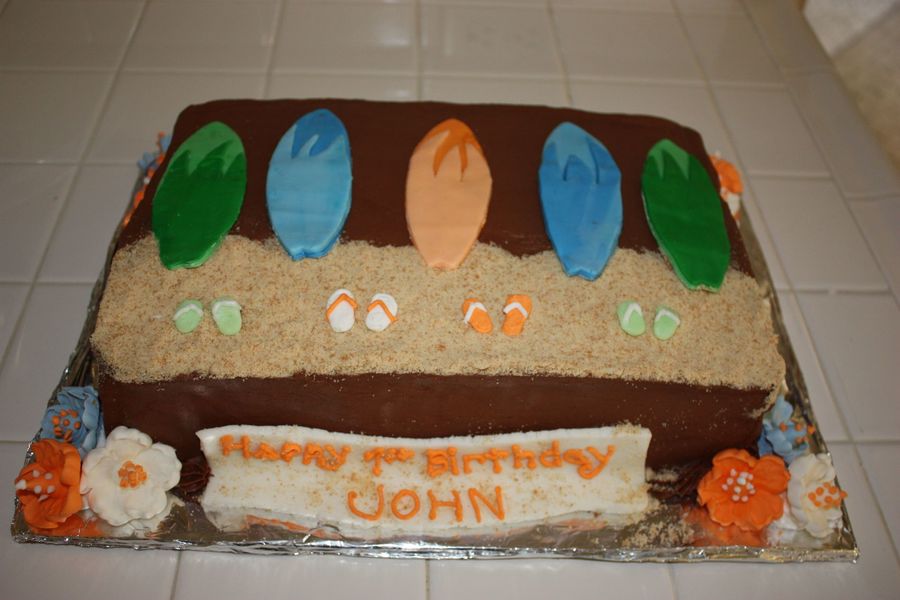 Surfboard Themed Birthday Cake - CakeCentral.com