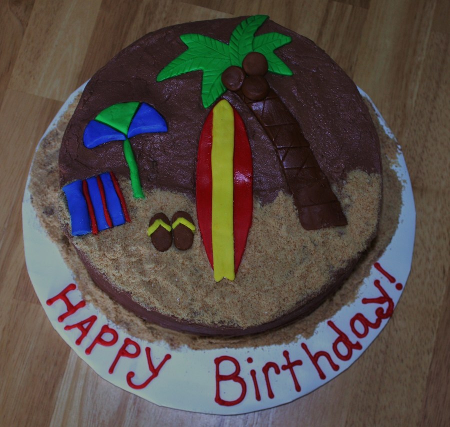Surf And Beach Themed Birthday Cake - CakeCentral.com