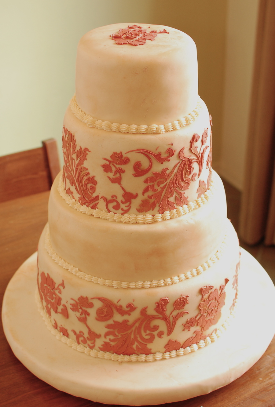 Tuscan Stenciled Wedding Cake - CakeCentral.com