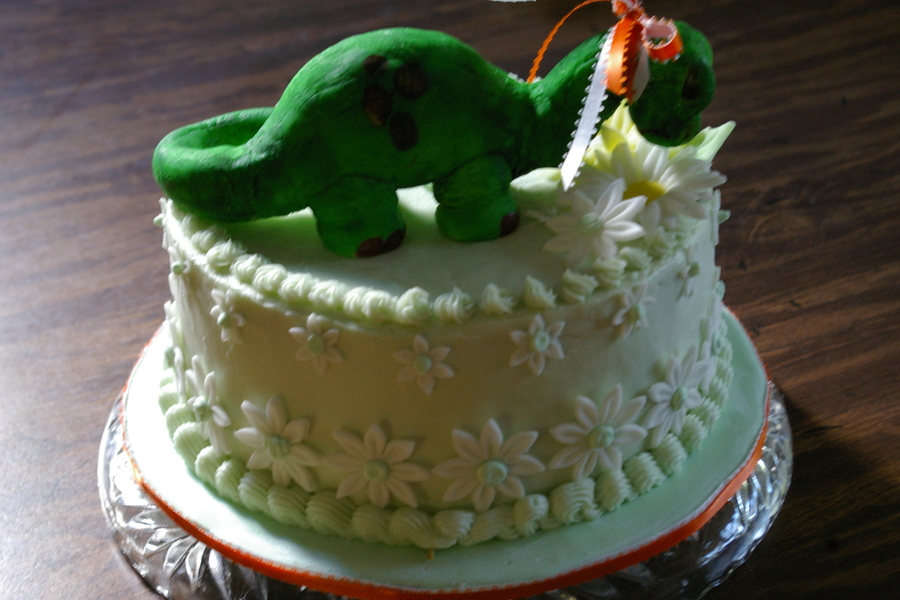 Dinosaur And Orange Spots - CakeCentral.com