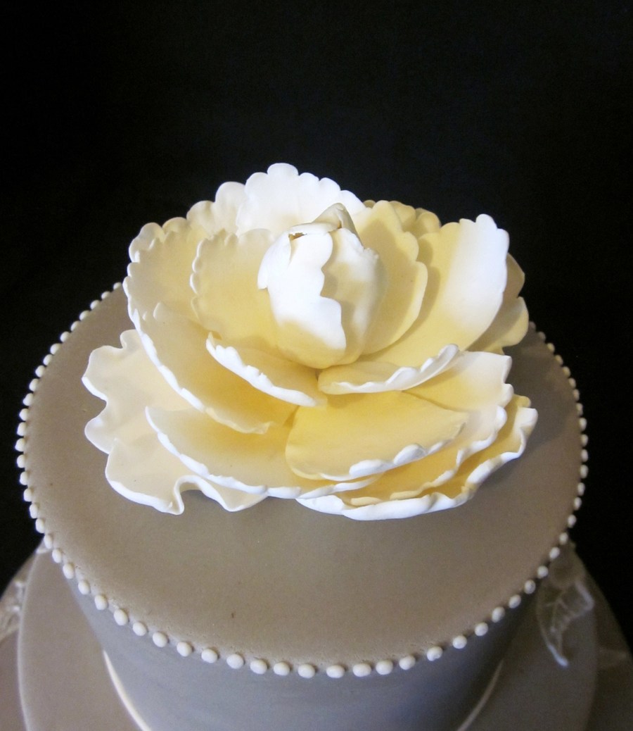 Brushed Embroidered Wedding Cake - CakeCentral.com