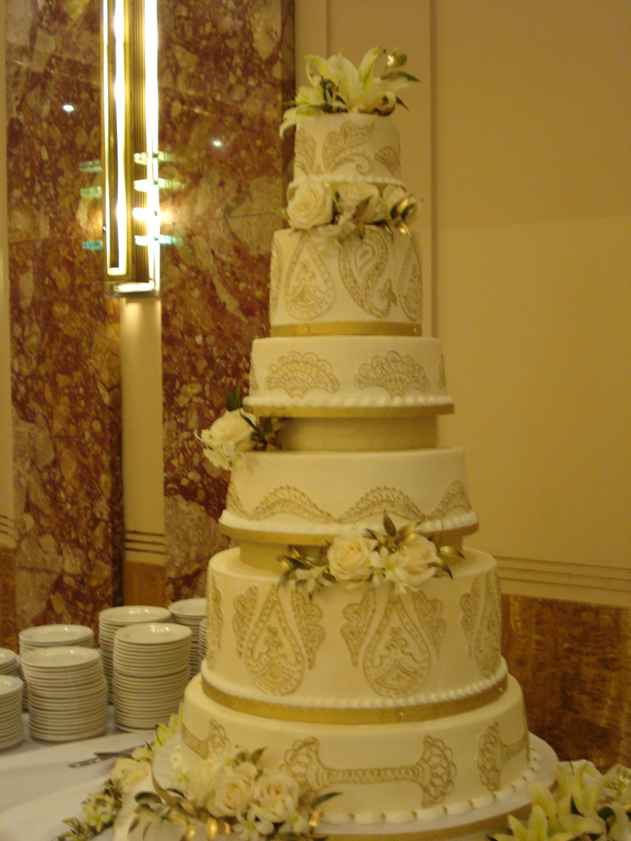 Art Deco Ivory And Gold Wedding - CakeCentral.com