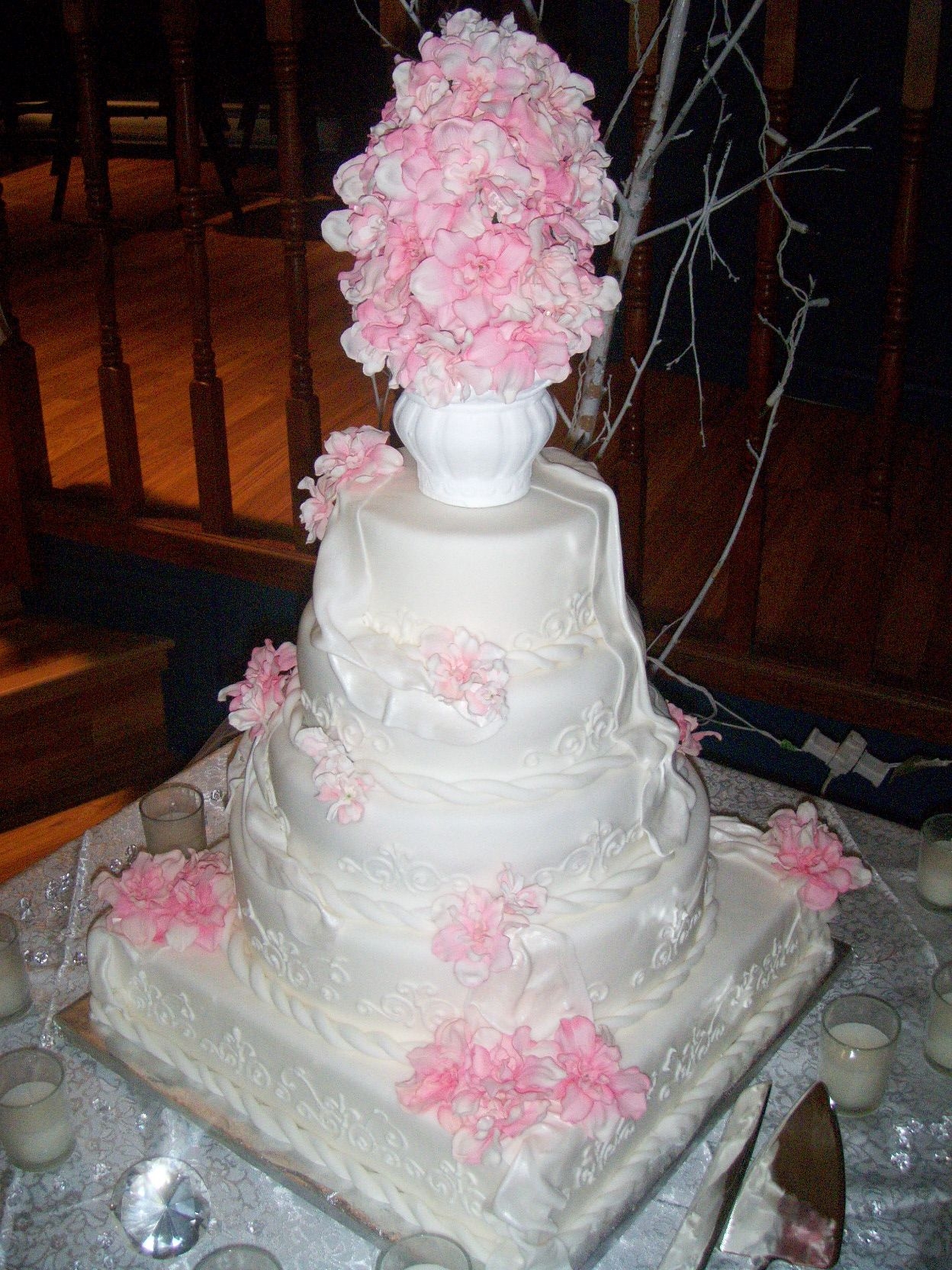 Pink And White Wedding Cake - CakeCentral.com
