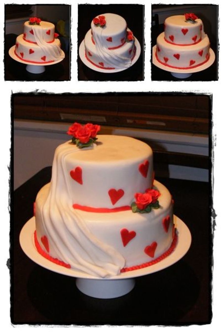 Romantic... Drapes, Hearts And Roses! - CakeCentral.com