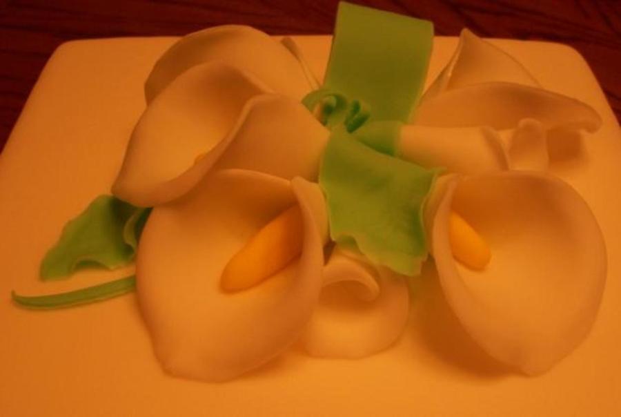 Square Tier With Calla Lily Topper - CakeCentral.com