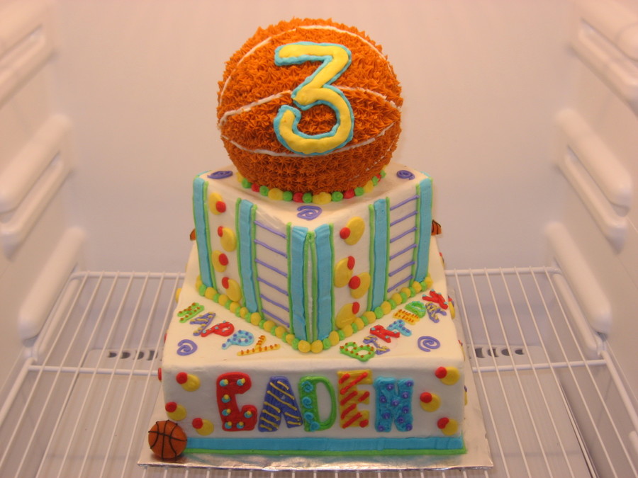 3 Tier Basketball Birthday Cake - CakeCentral.com