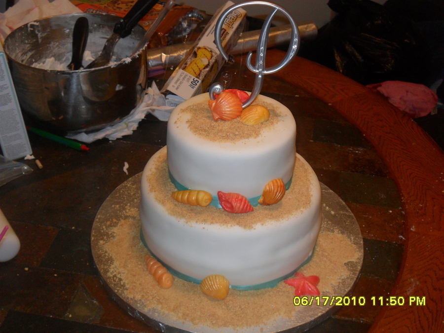 Beach Themed Wedding Cake - CakeCentral.com