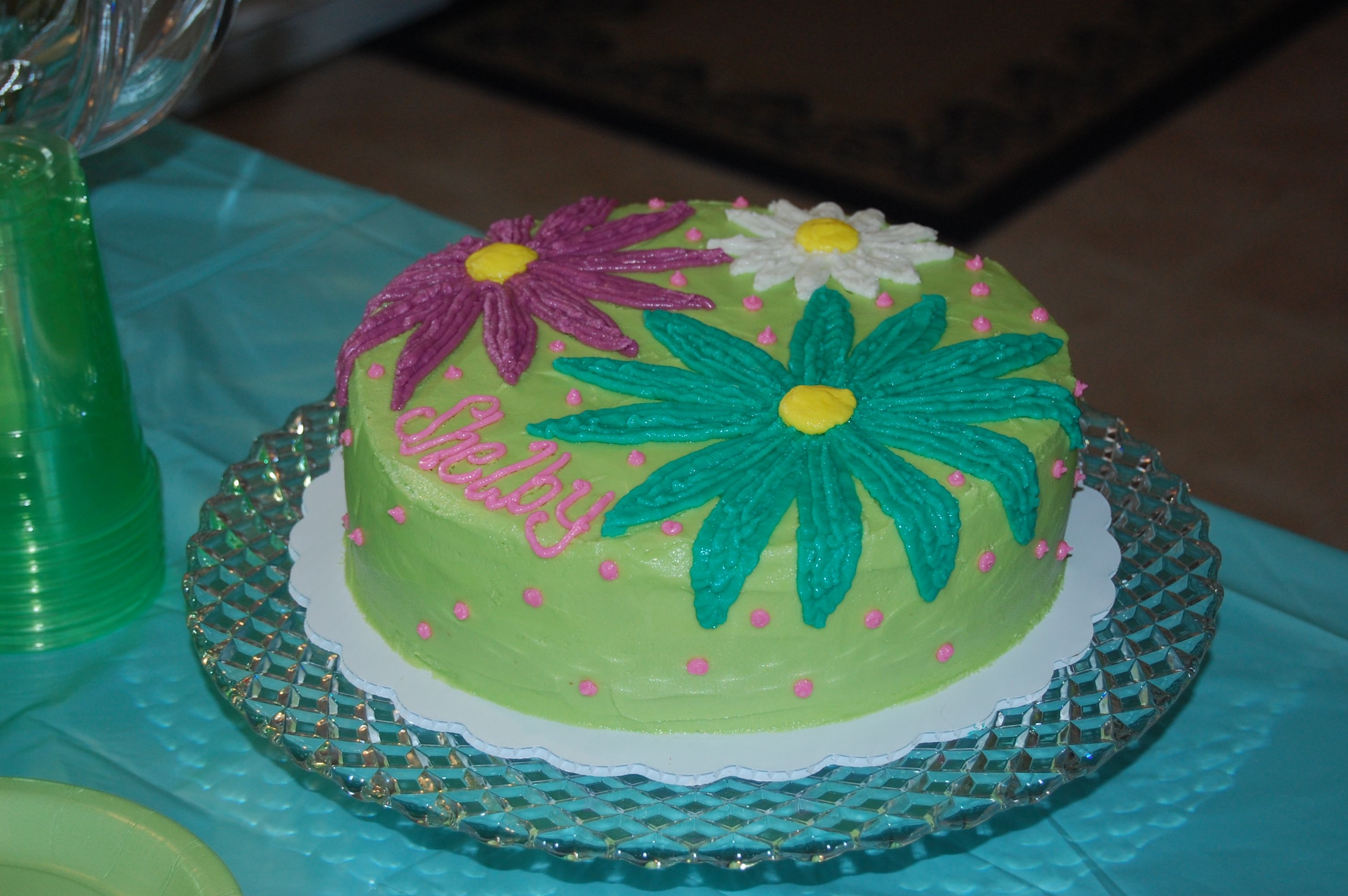 Mod Floral Baby Shower Cake - CakeCentral.com