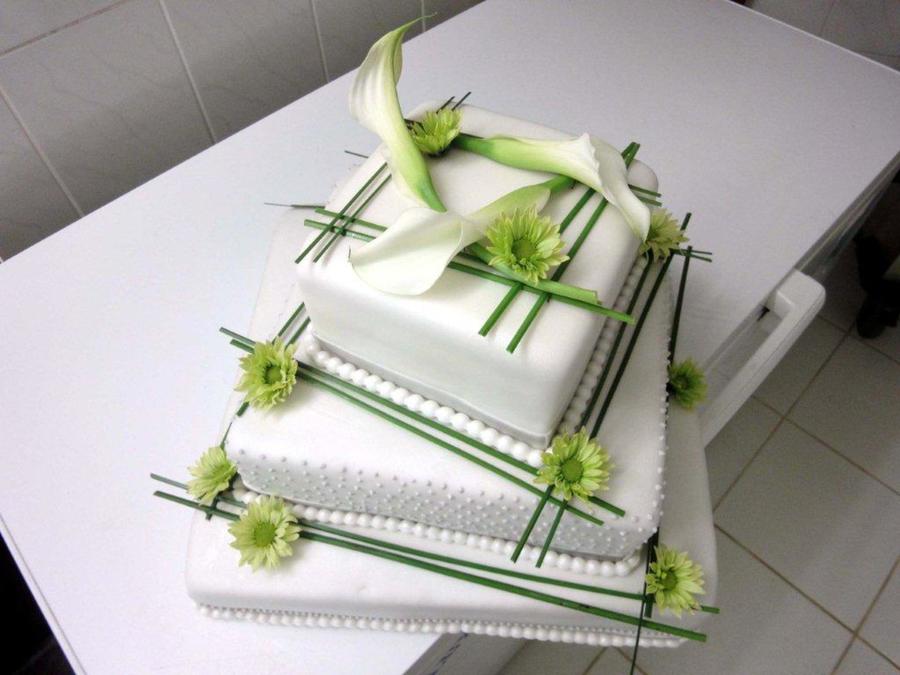 Square Wedding Cake With Flowers - CakeCentral.com