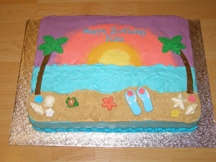 Tropical Beach At Sunset - CakeCentral.com