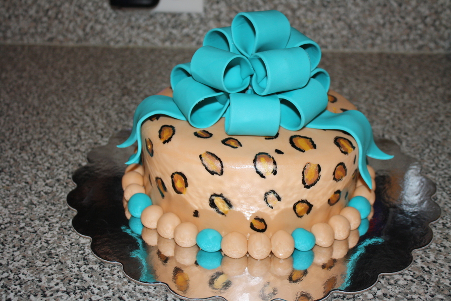 Cheetah Print Birthday Cake - CakeCentral.com