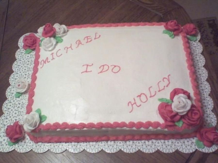 Wedding Sheet Cake With Red Roses - CakeCentral.com