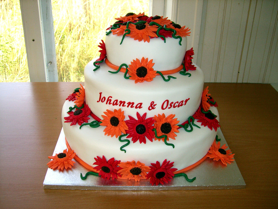 Gerbera Wedding Cake - CakeCentral.com
