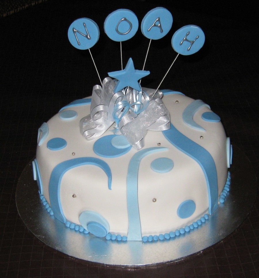Blue Swirl And Dot Cake - CakeCentral.com