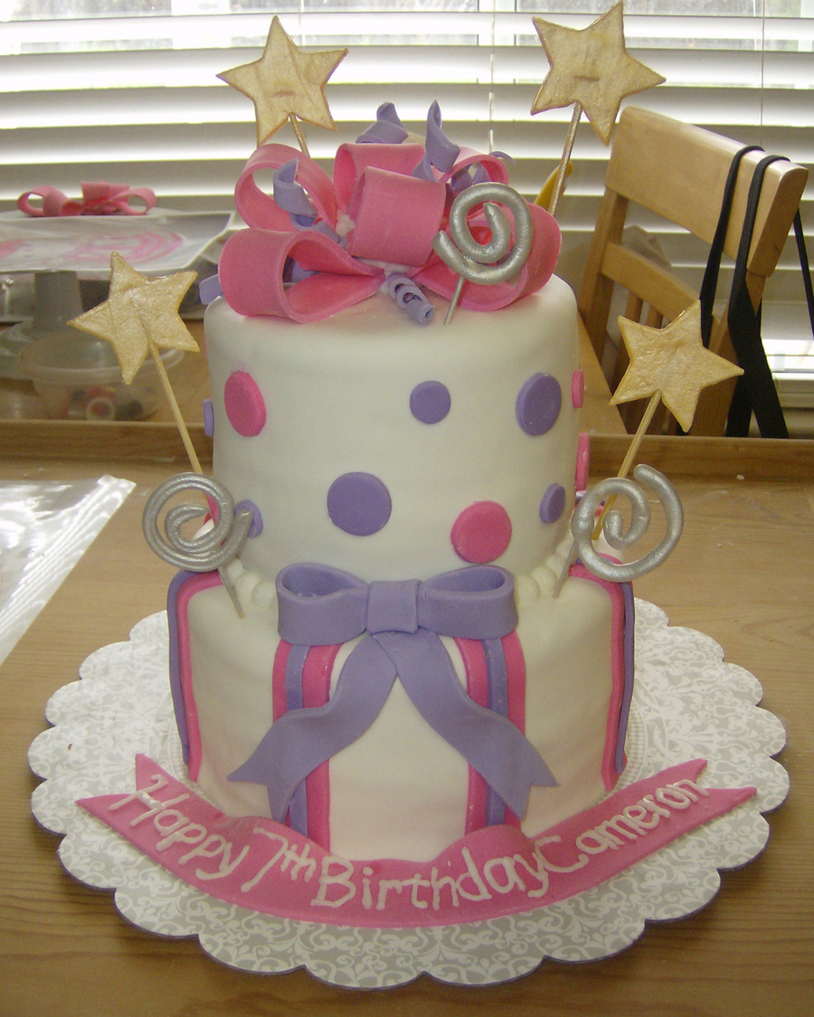 Pink & Purple Girl's Birthday Cake - CakeCentral.com