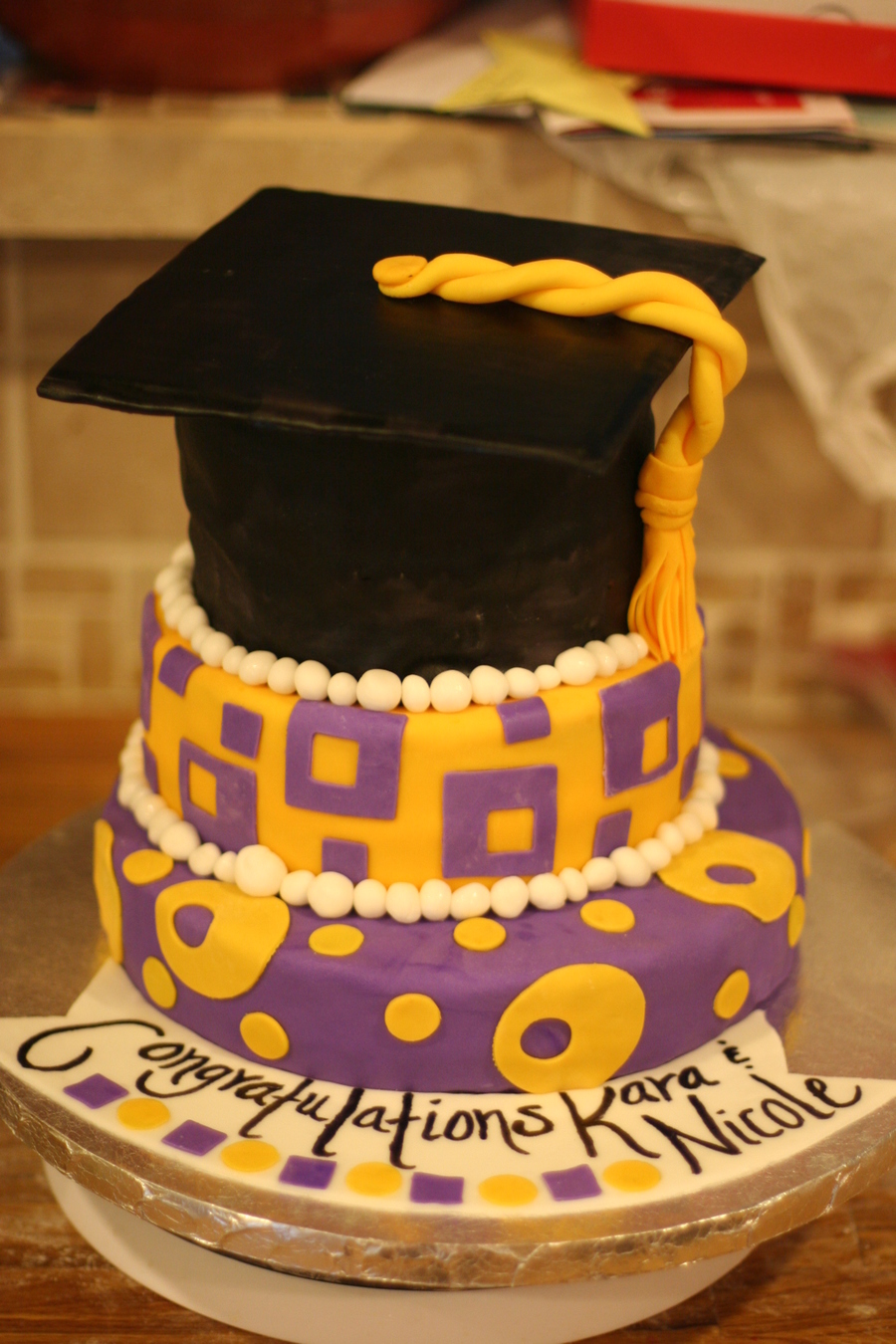 Purple And Gold Graduation Cake - CakeCentral.com