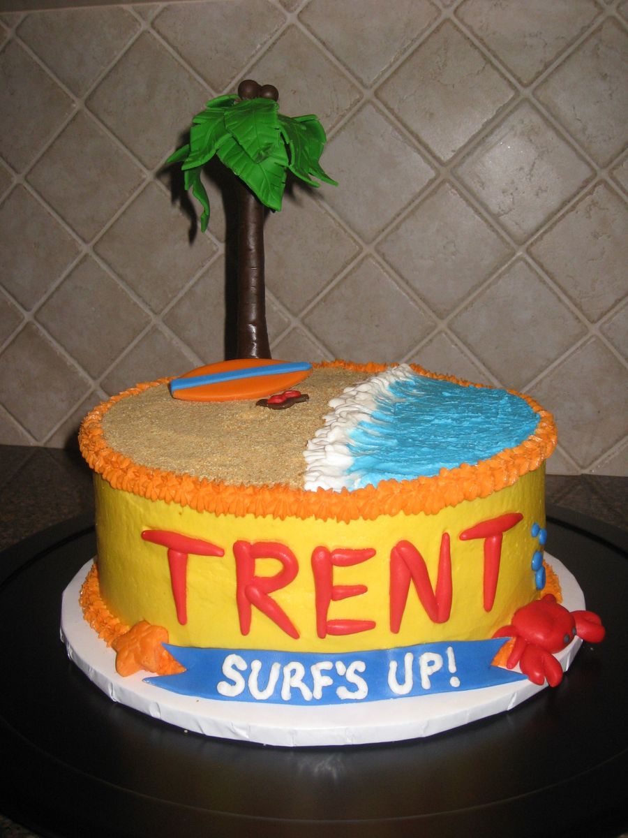 Surf's Up Beach Birthday Cake - CakeCentral.com