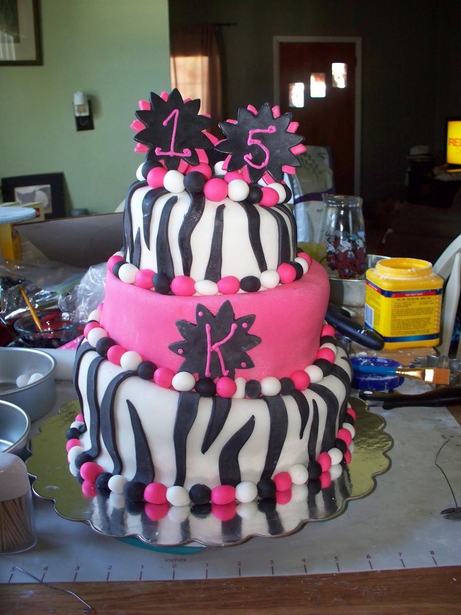 Hot Pink Zebra 15Th Birthday Cake - CakeCentral.com