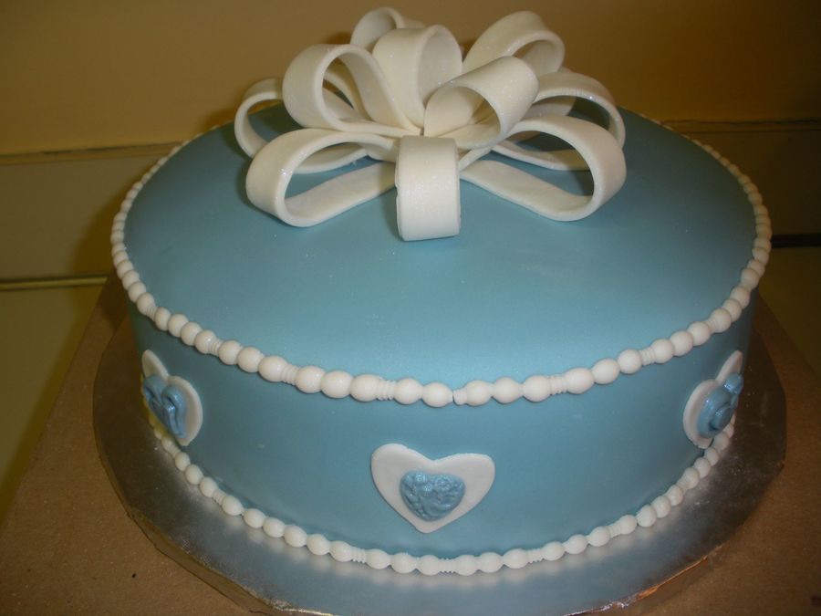 Blue Bow Cake - CakeCentral.com