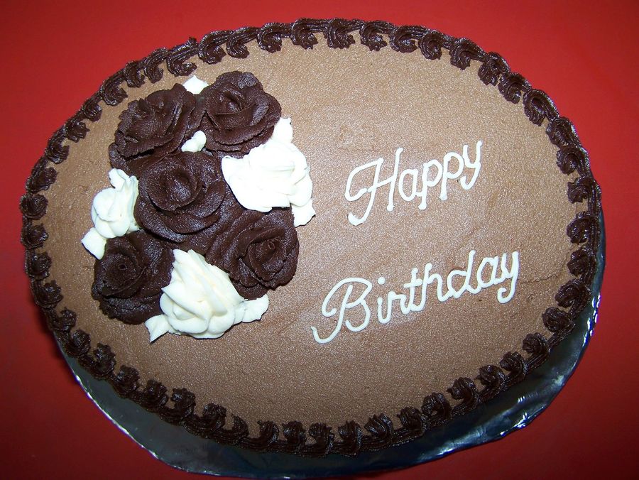 Oval Chocolate Birthday Cake - CakeCentral.com