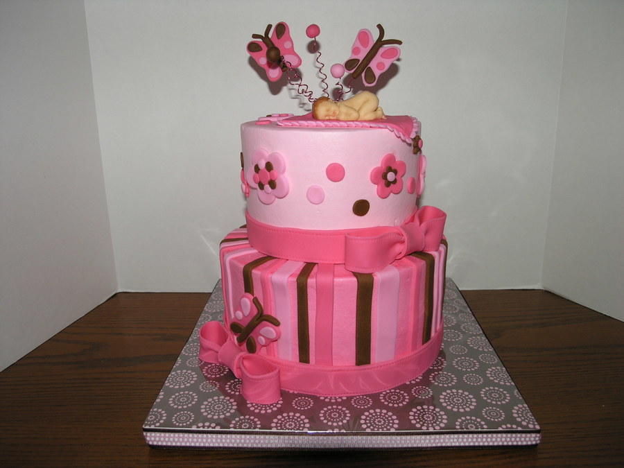 Pink/brown Baby Shower - CakeCentral.com