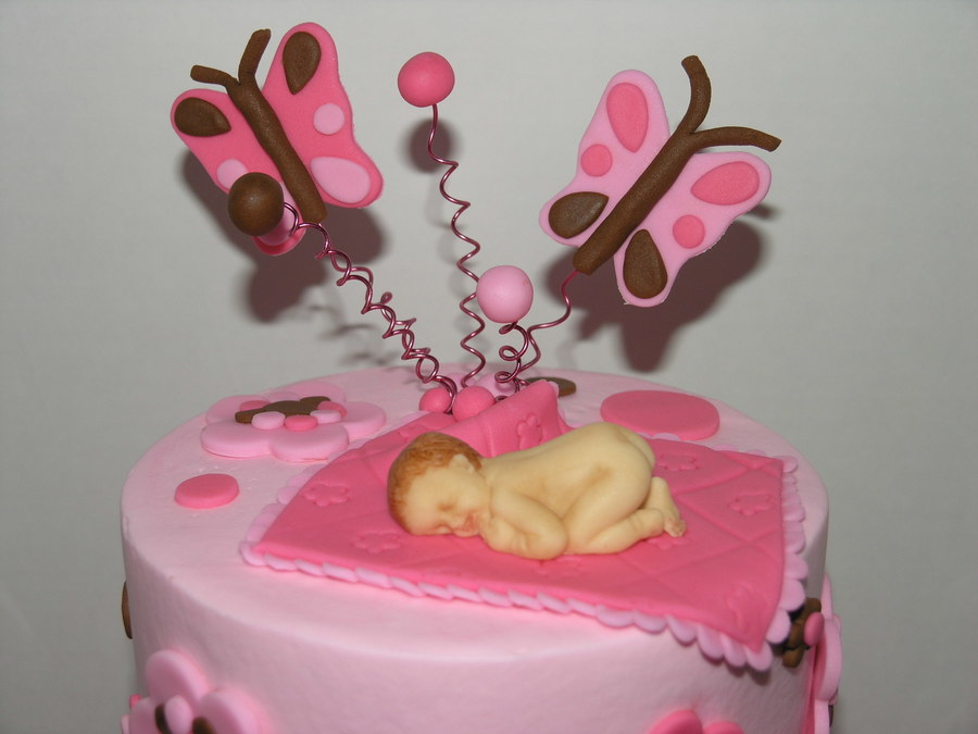 Pink/brown Baby Shower - CakeCentral.com