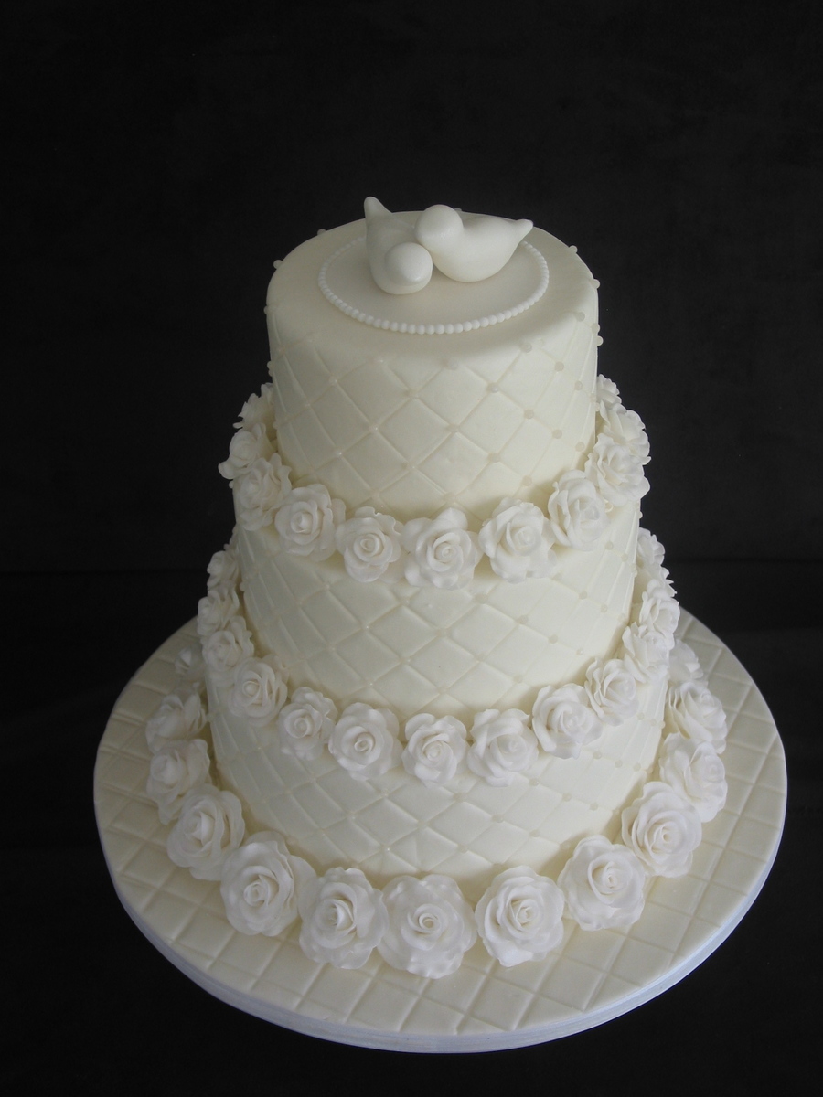 All White Wedding Cake - CakeCentral.com