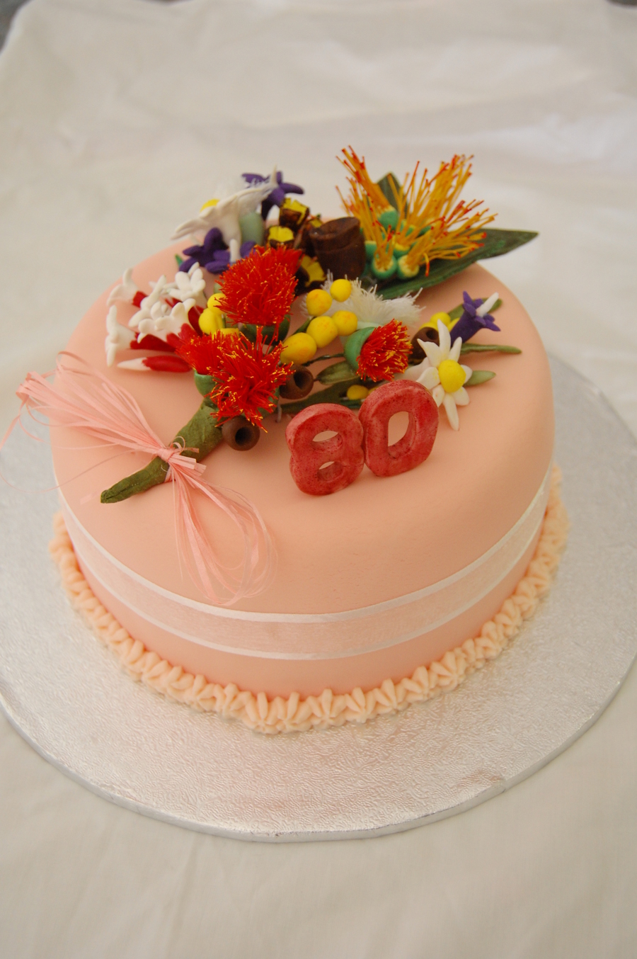 80Th Birthday Cake With Australian Native Flowers - CakeCentral.com