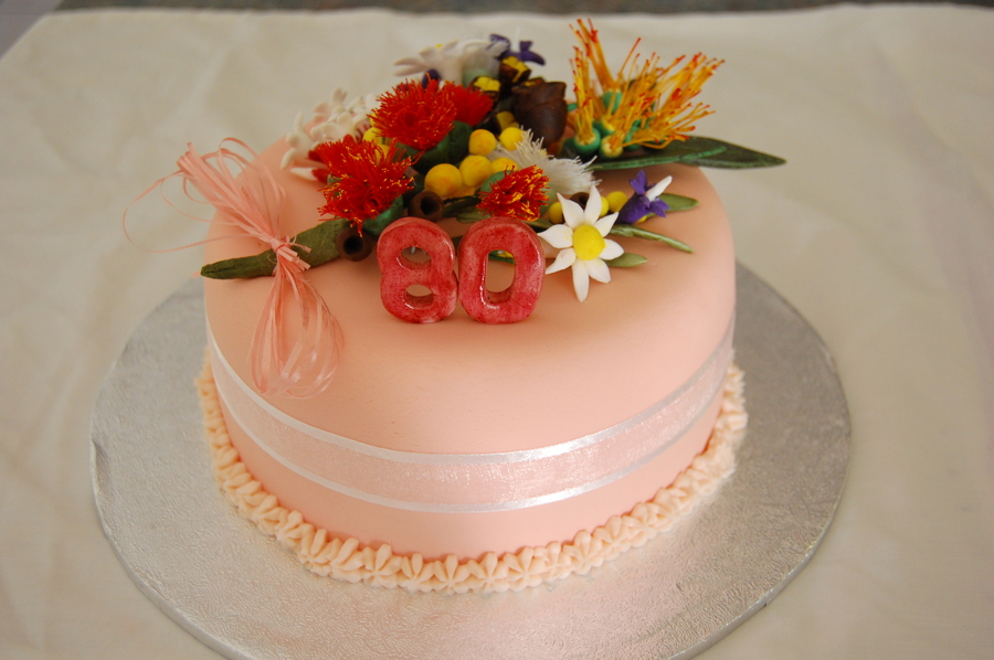 80Th Birthday Cake With Australian Native Flowers - CakeCentral.com