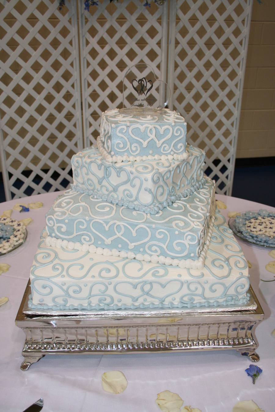 4 Tier Square Off Set Wedding Cake - CakeCentral.com
