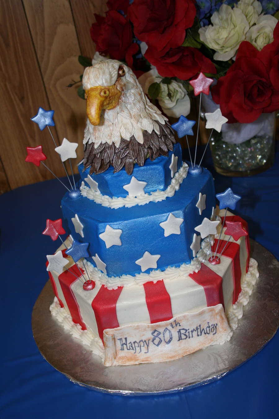 Patriotic 80Th Birthday Cake With 3D Eagles Head - CakeCentral.com