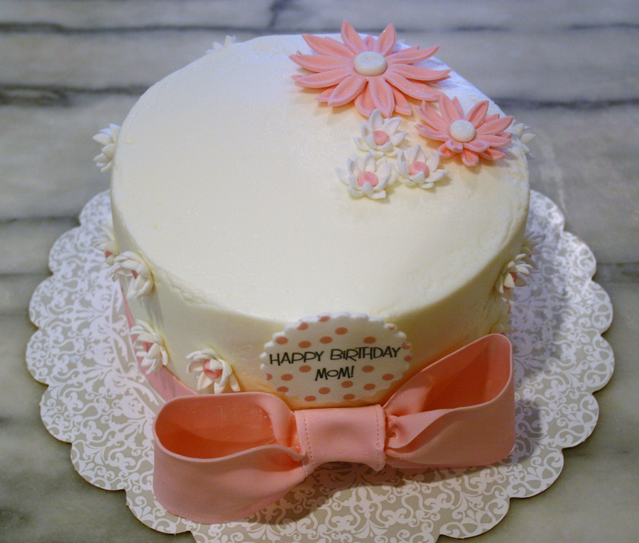 Pink And White Birthday Cake - CakeCentral.com