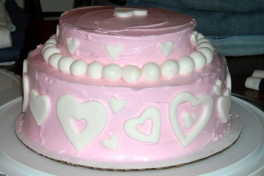 Pink Heart Themed Cake - CakeCentral.com